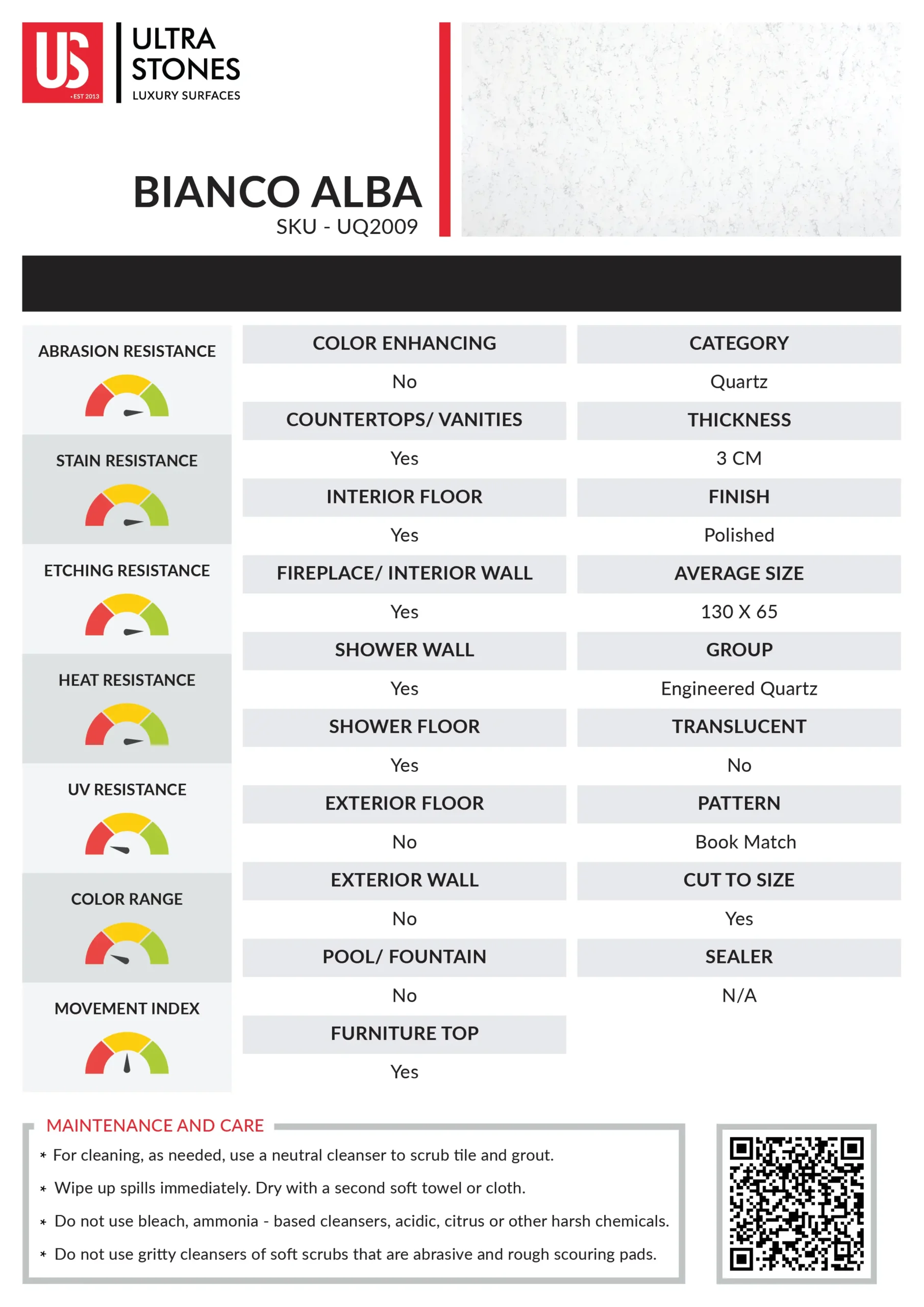 Bianco Alba Quartz | Ultra Stones - USA