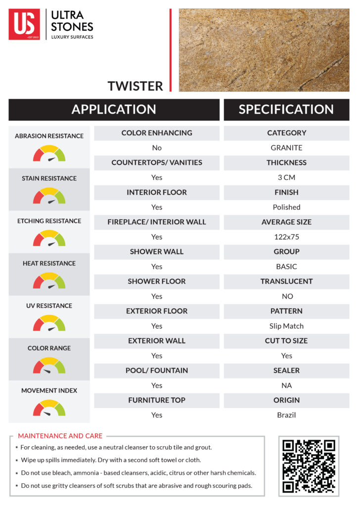 The Golden Luster of Twister Granite Slabs at Ultra Stones