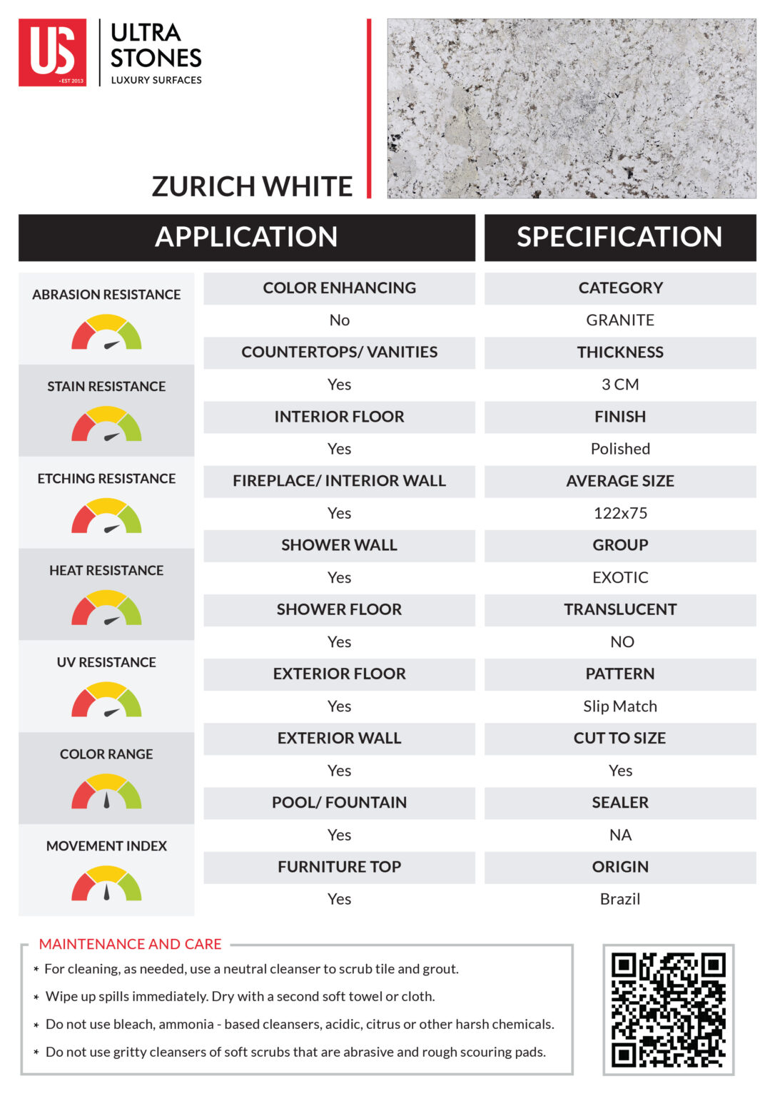 White Granite With Grey & Black Patterns Like Zurich White